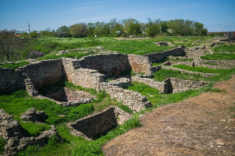 Excavation of Ancient Stone Constructions, Houses and Structures Stock ...