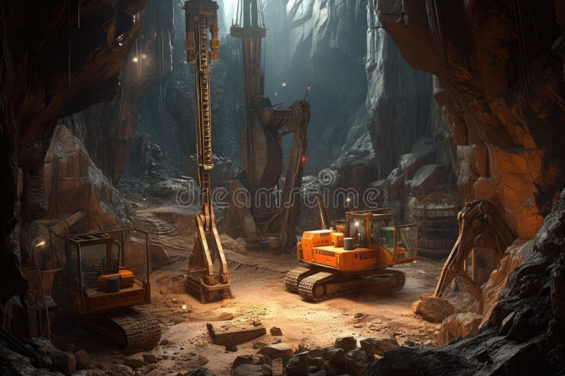 Excavation Equipment in a Remote Diamond Mine Stock Illustration ...