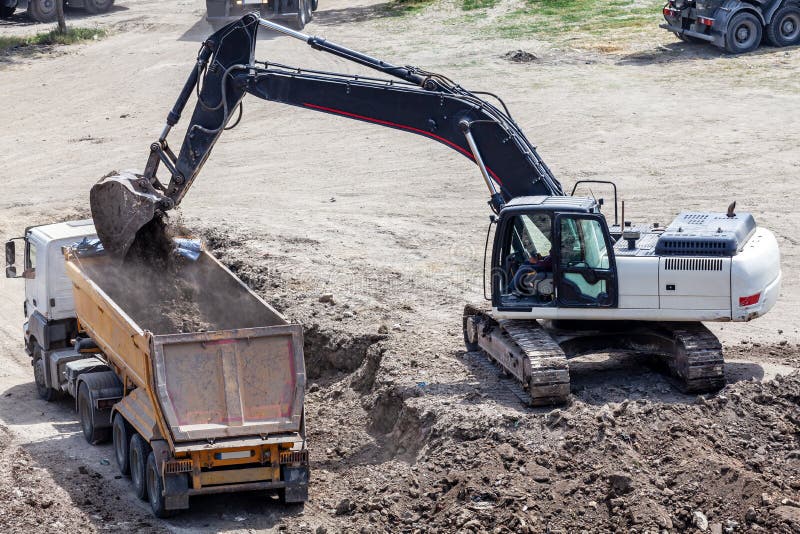 Excavation Loading with Excavator Stock Image - Image of backhoe ...