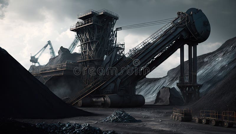 Excavation Machine Crane Mining Coal, Industry Ore, Extraction Process ...