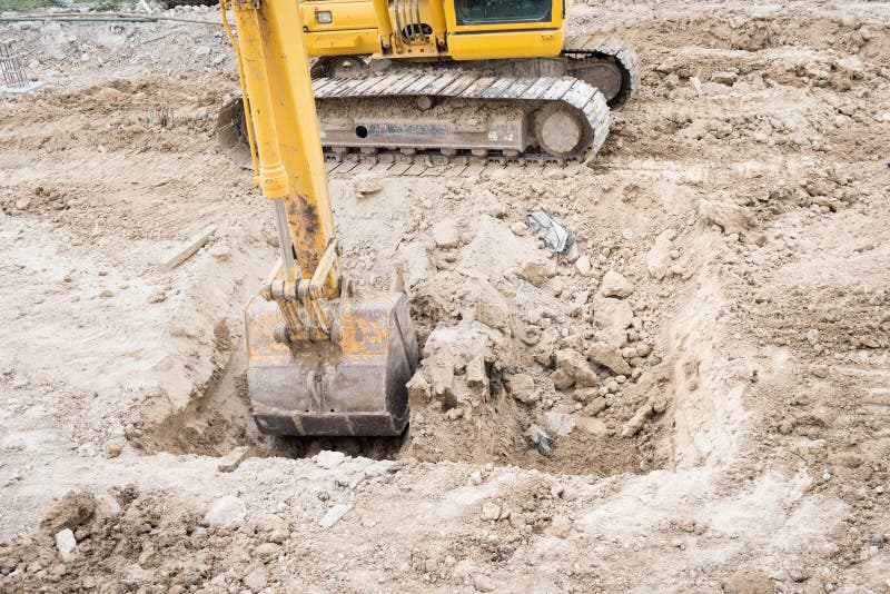 Excavation Machinery in Construction Work Stock Image - Image of ...