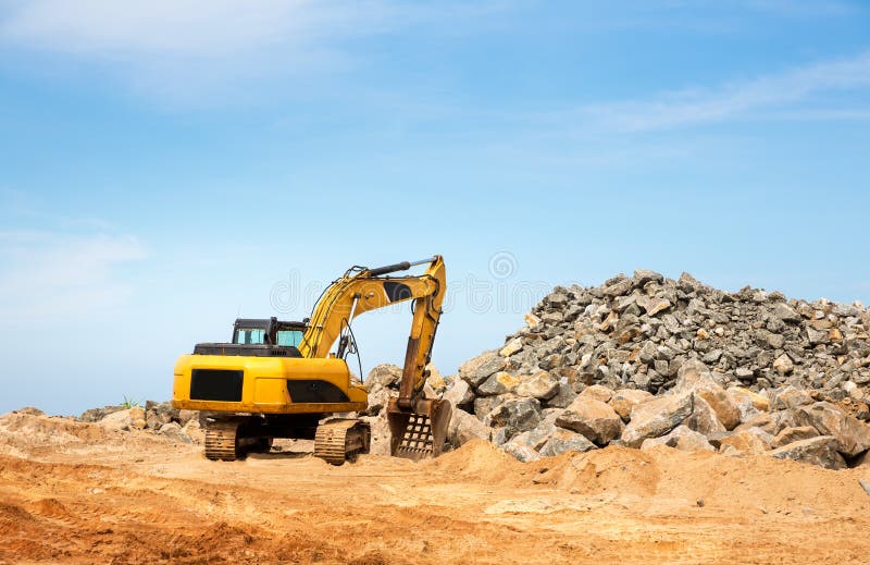 Excavation Mashine Works in a Quarry Stock Image - Image of activity ...