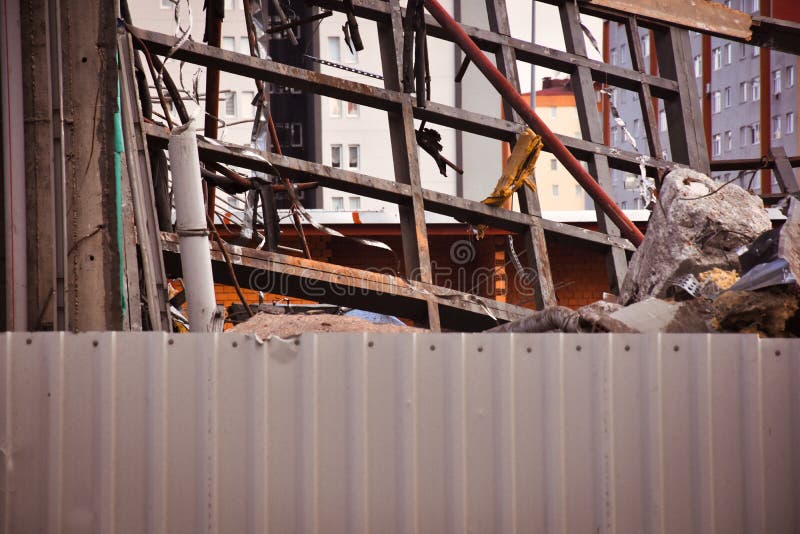 Excavation Piles, Pieces of Iron Remaining from a Building that is ...