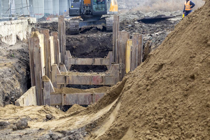Excavation safety stock photo. Image of industry, earth - 194061070