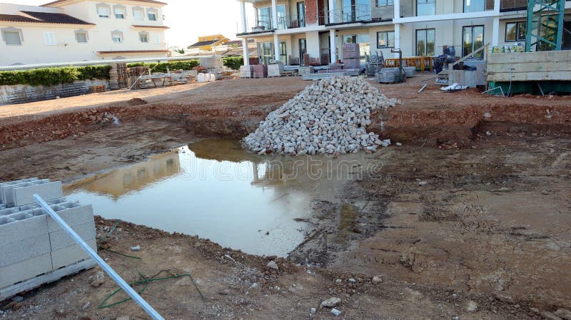 Excavation Stage of Swimming Pool Construction Adjacent To a ...