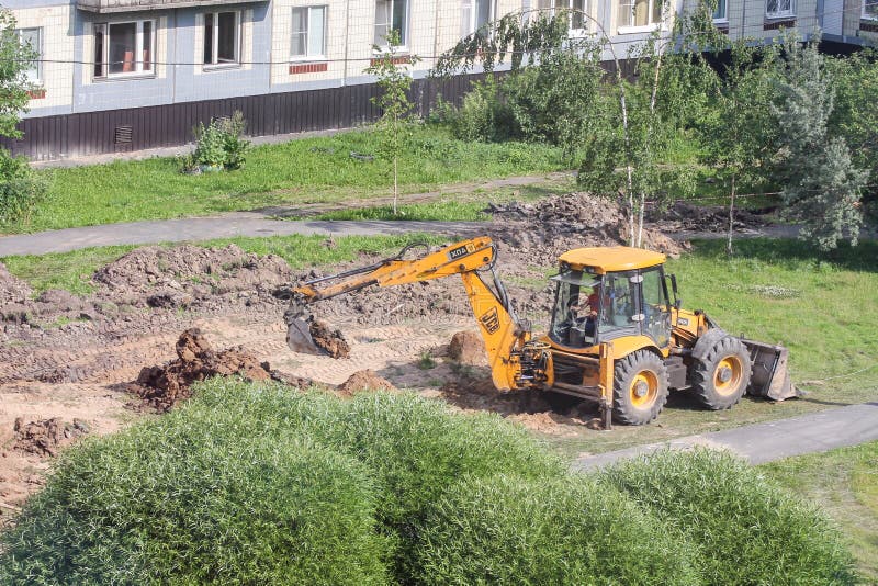 Excavation Work in the Yard Editorial Stock Image - Image of land ...