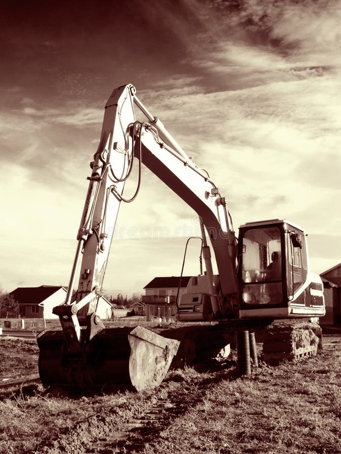 Retro excavator in action stock photo. Image of rock, evening - 7771618