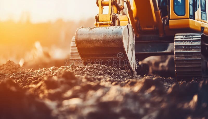 Excavator in Action stock photo. Image of vehicle, construction - 364931844