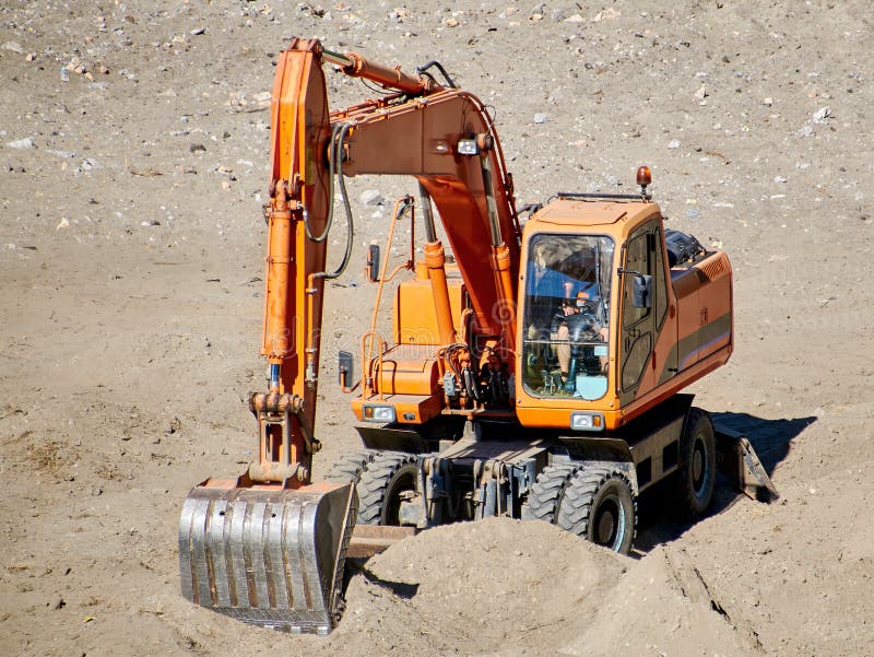 Excavator in action stock image. Image of truck, work - 58140809