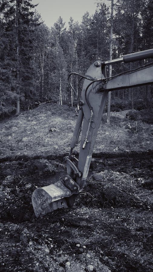 Excavator Arm Digging in Mud Stock Image - Image of outside, hydraulic ...