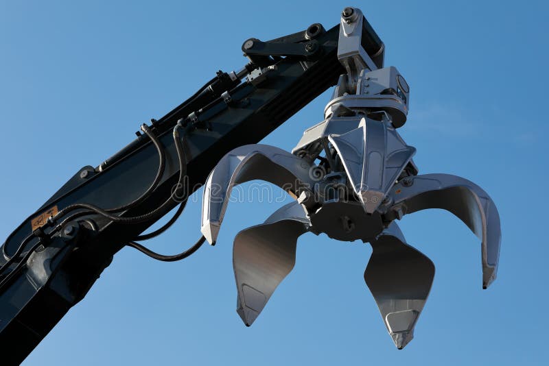 Excavator Arm with Metal Scrap Grabber Stock Image - Image of grapple ...