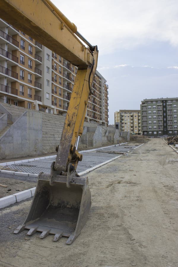 Excavator Arm at Street Construction Site Stock Image - Image of ...