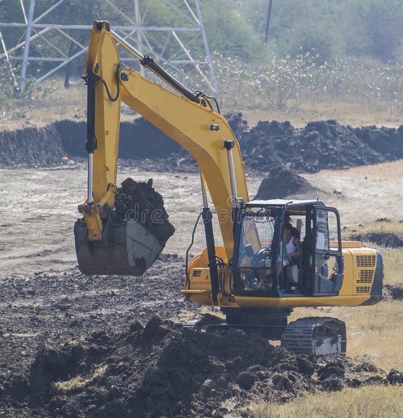 Excavator Loader With Backhoe Stock Image - Image of machine, excavate ...