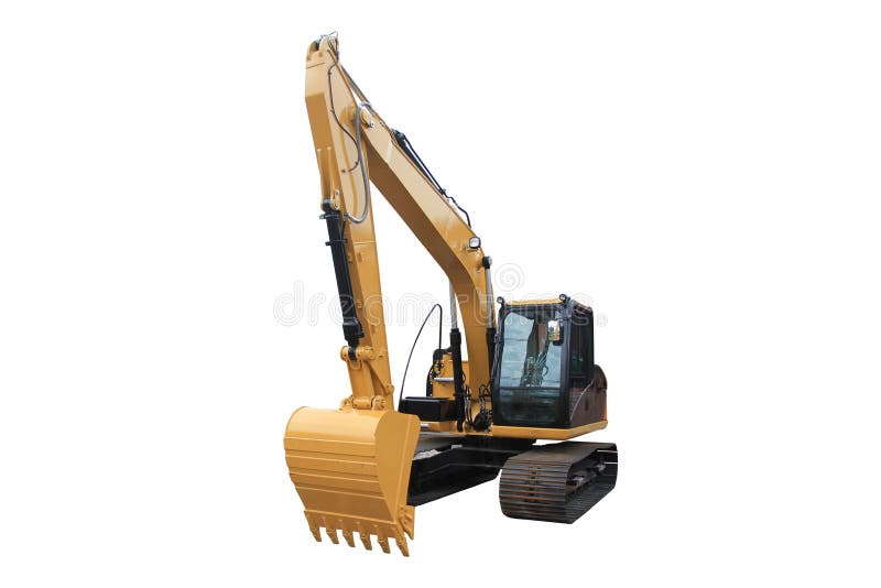 Excavator Backhoe Isolated on White Background Stock Photo - Image of ...