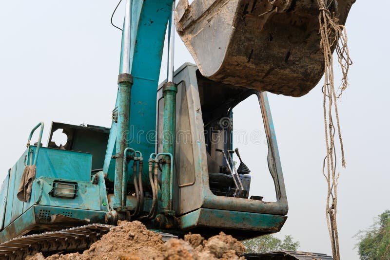 Excavator Backhoe Tractor at Construction Site Stock Photo - Image of ...