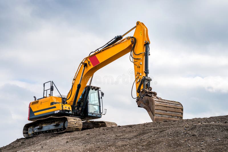 Big Excavator in Construction Site Stock Photo - Image of tracked ...