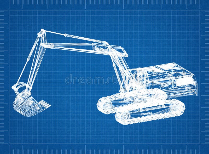Excavator blueprint stock illustration. Illustration of heavy - 113061659
