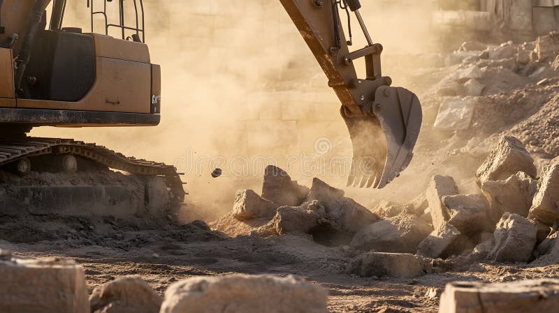 Excavator Breaking through Ground with Detailed Elements Stock ...