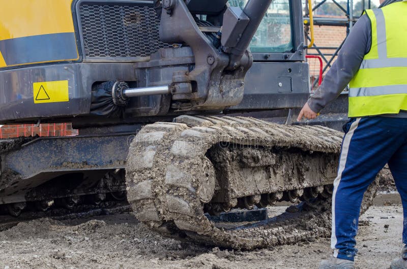 Excavator with Broken Track in Need of Repair Stock Image - Image of ...