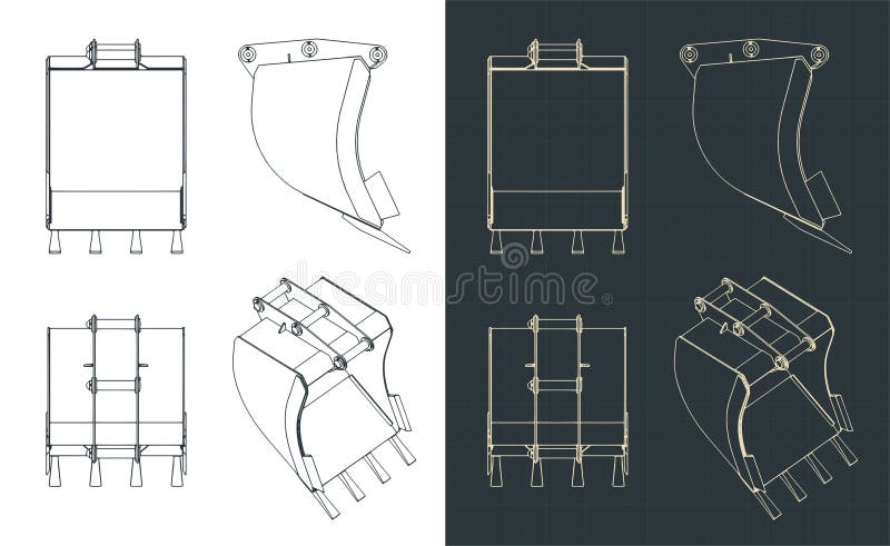 Excavator bucket blueprint stock vector. Illustration of machine ...