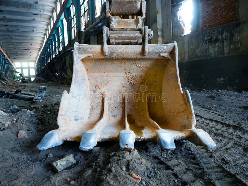 Excavator Bucket at the Demolition Site of an Old Building. Stock Photo ...