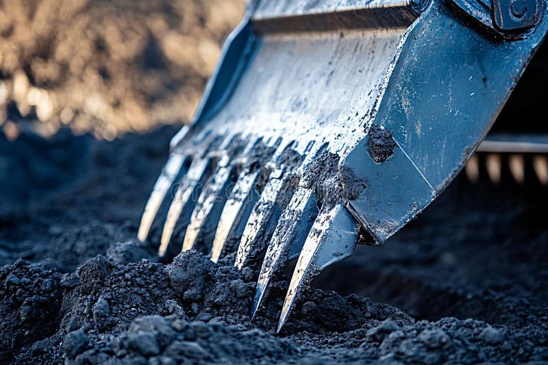 Excavator Bucket Digging into the Ground Stock Image - Image of machine ...