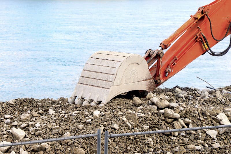 Excavator Digging Stones and Sand Stock Photo - Image of excavation ...