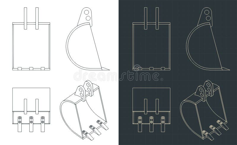 Excavator bucket drawings stock vector. Illustration of excavator ...