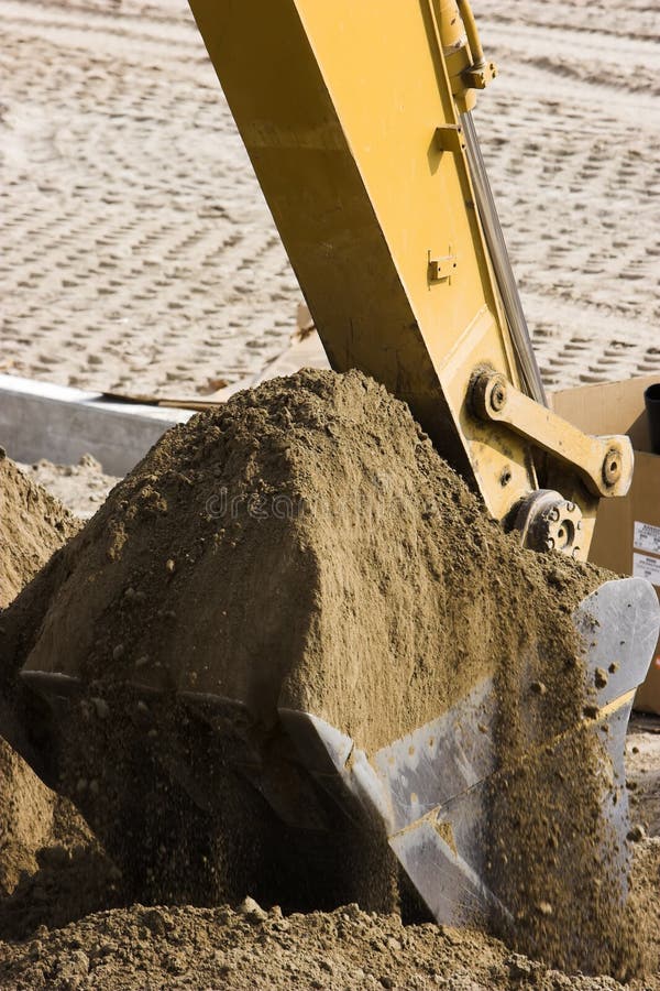 Excavator Bucket Full Of Dirt. Stock Image - Image of hole ...