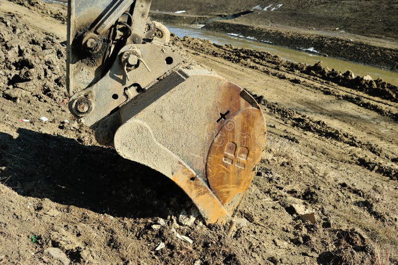 Excavator Bucket Front View Stock Image - Image of danger, angle: 24827603