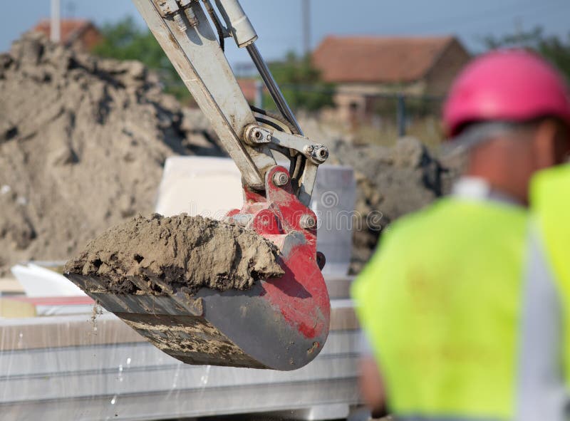 Excavator Bucket Loading Truck Stock Image - Image of industrial ...