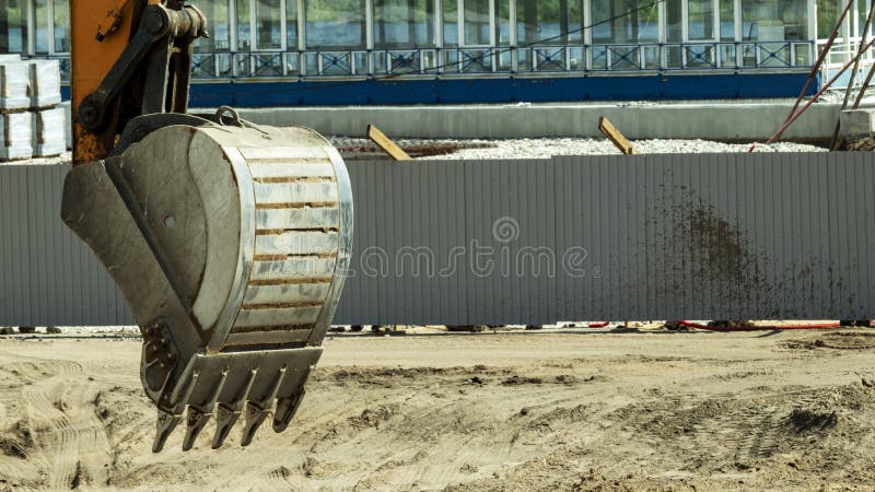 Excavator Bucket Raised Above the Ground Close Up Stock Image - Image ...