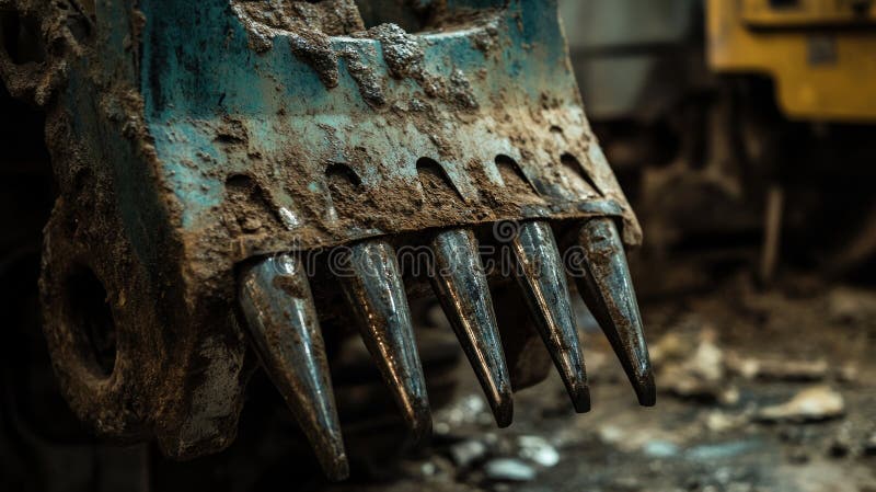 Excavator Bucket Teeth, Covered in Dirt Stock Illustration ...