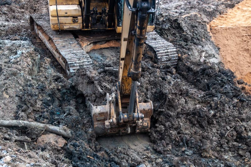 Excavator Bucket while Working Stock Image - Image of machinery ...