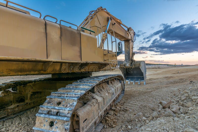 Excavator Building a Road in a Site Construction Stock Image - Image of ...