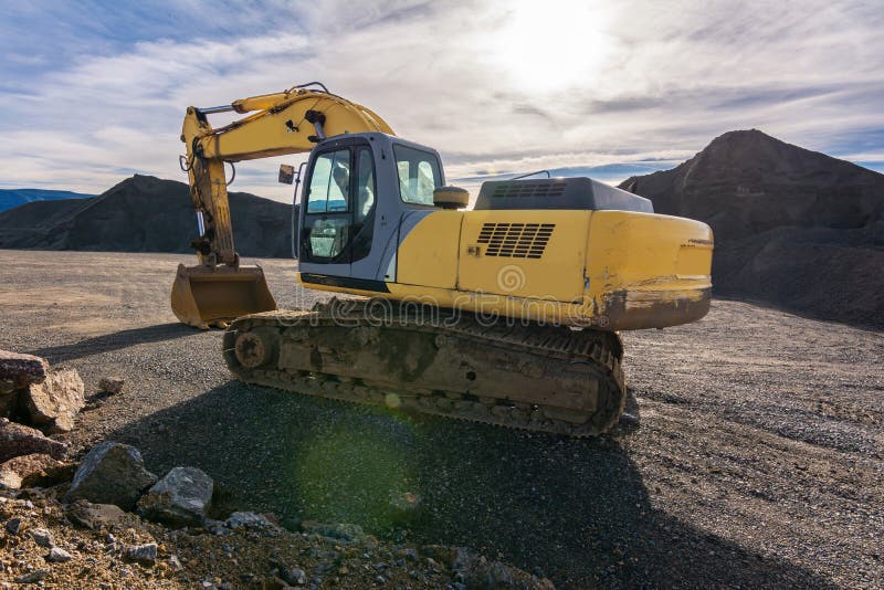 Excavator Building a Road in a Site Construction Stock Photo - Image of ...