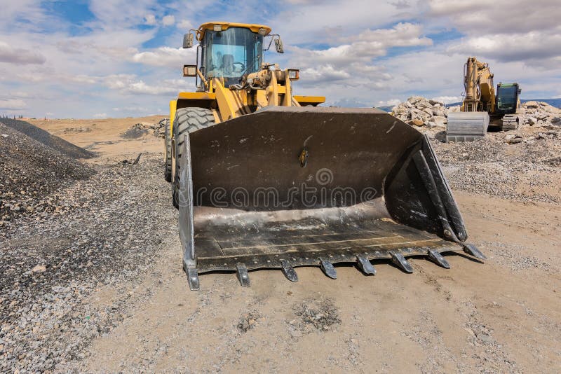 Excavator Building a Road in a Site Construction Stock Photo - Image of ...