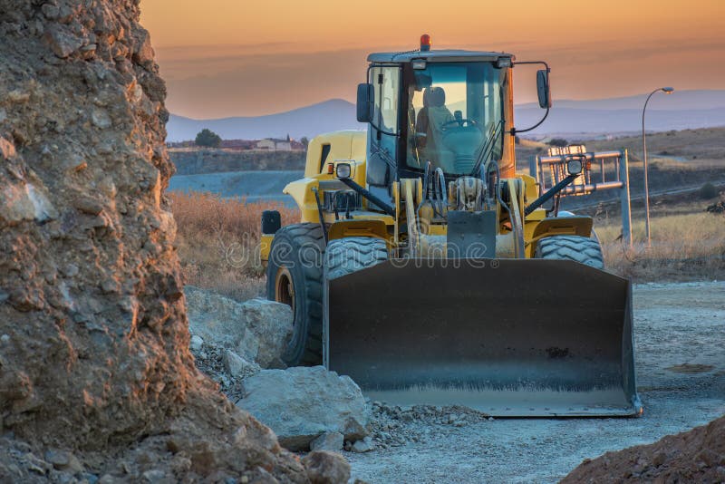 Excavator Building a Road in a Site Construction Stock Image - Image of ...