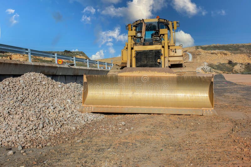 Excavator Building a Road in a Site Construction Stock Image - Image of ...