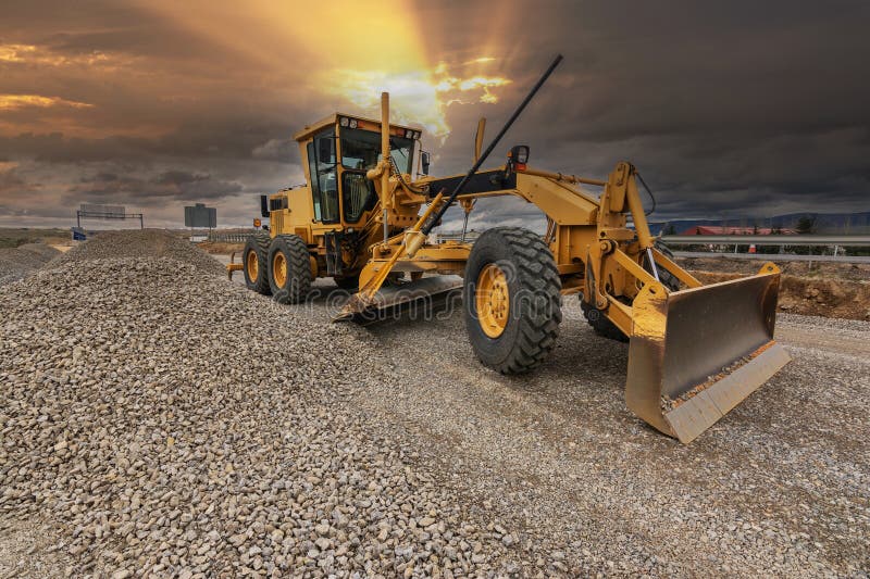 Excavator Building a Road in a Site Construction Stock Photo - Image of ...