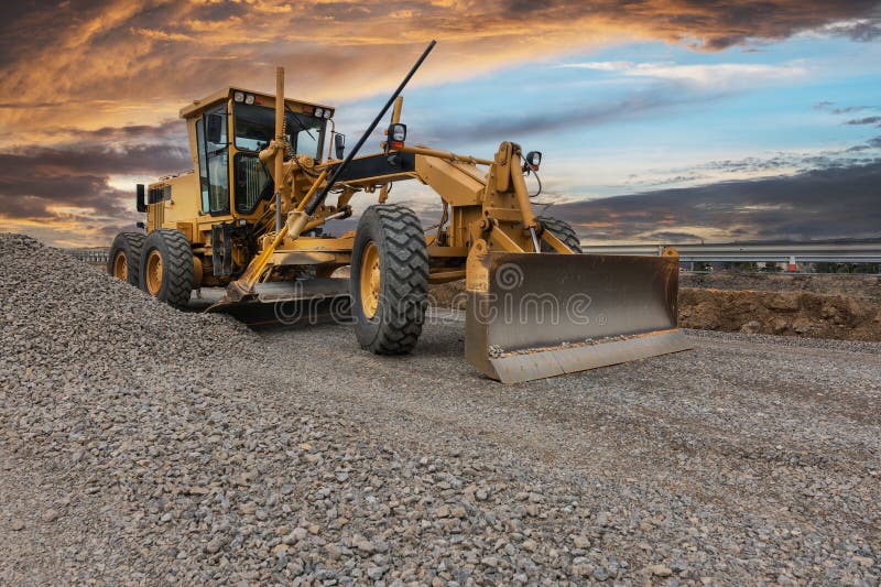 Excavator Building a Road in a Site Construction Stock Image - Image of ...