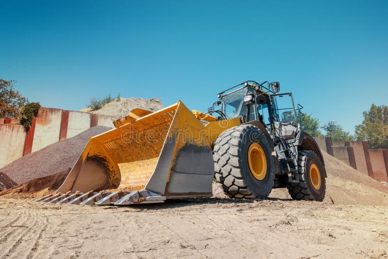 Excavator or Bulldozer on Construction Site Stock Image - Image of copy ...