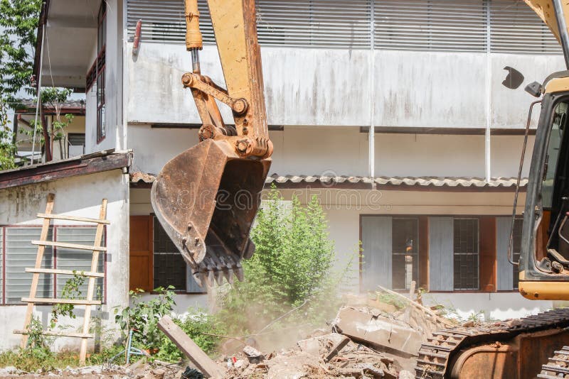 Excavator, Bulldozer in Work Demolition Construction Stock Image ...