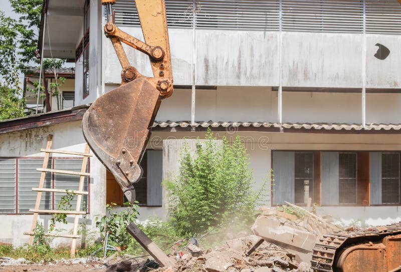 Excavator, Bulldozer in Work Demolition Construction Stock Image ...