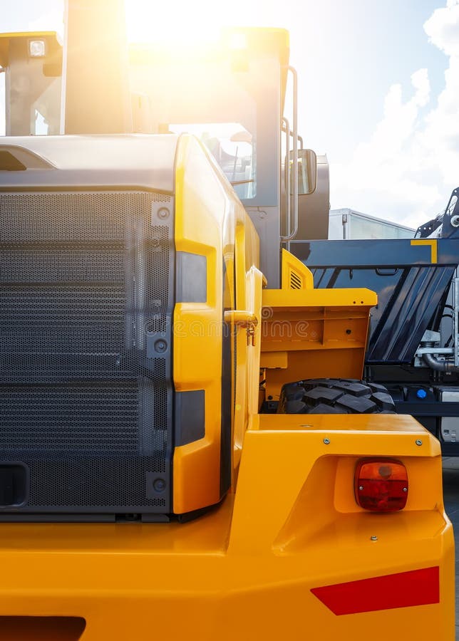 Excavator Cabin and Bucket. Construction Equipment Clean New Stock ...