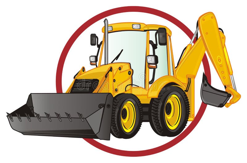 Excavator and circle sign stock illustration. Illustration of tractor ...
