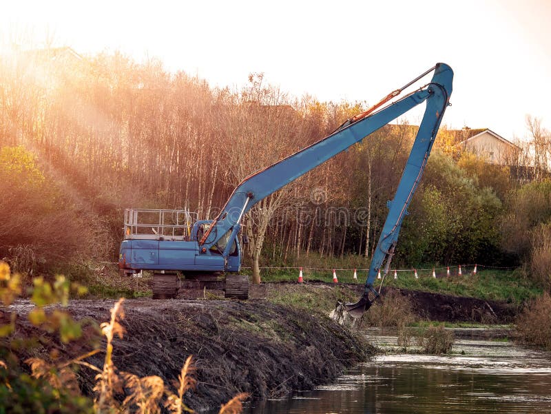 Cleaning and Deepening by a Dredger on the River. Philippines, Luzon ...