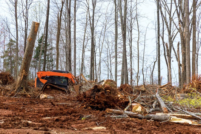 Land Cleared from Roots for Housing Development Subdivision Using ...