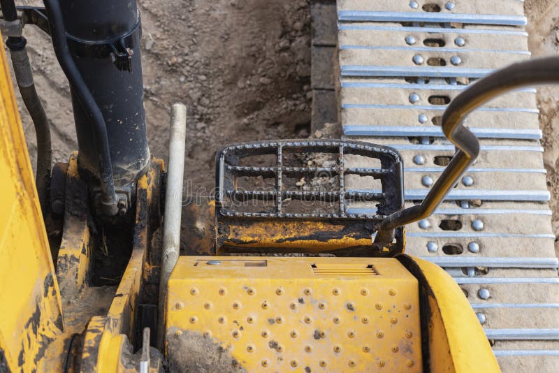 Excavator Close-up. Details of a Heavy Mining Excavator. Elements of ...