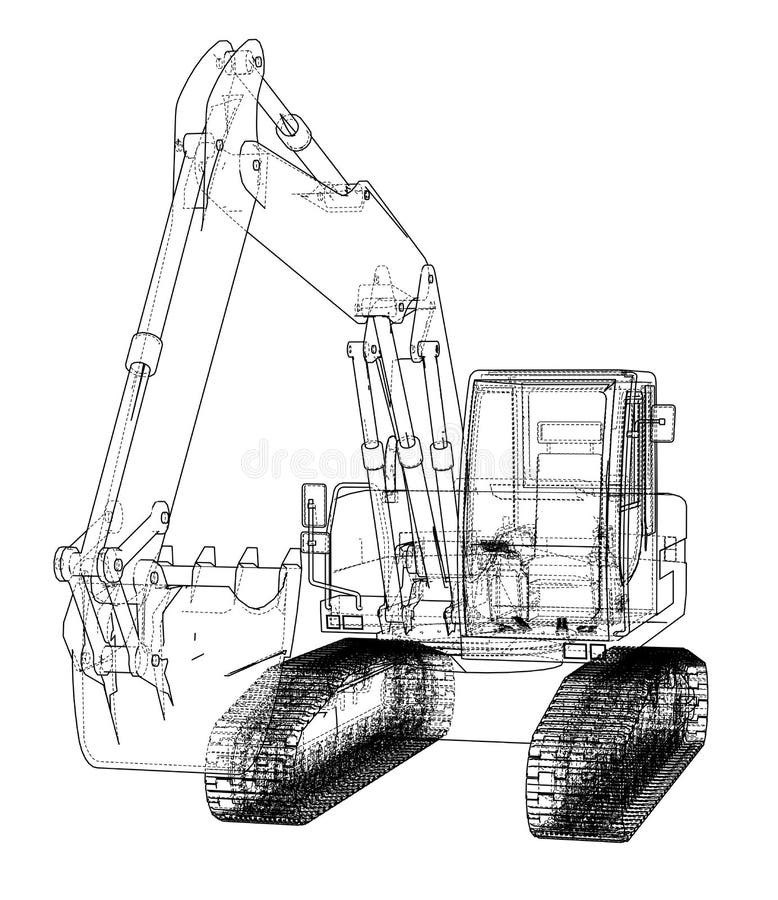 Excavator Concept Outline. Vector Stock Vector - Illustration of ...